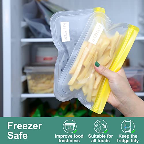 KITHELP 18 Packs Reusable Storage Bags BPA FREE, Reusable Sandwich Bags Leak-proof Freezer Bags, Washable Gallon Bags Snack Bags, Eco-friendly Lunch Bags for Food