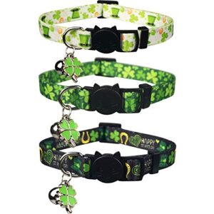 lamphyface 3 pack st. patrick's day cat collar with bell breakaway adjustable