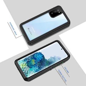 Lanhiem for Samsung Galaxy S20 Case, IP68 Waterproof Dustproof Shockproof Case with Built-in Screen Protector, Heavy Duty Full Body Protective Cover for Galaxy S20 5G, Black/Clear