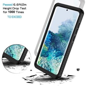 Lanhiem for Samsung Galaxy S20 Case, IP68 Waterproof Dustproof Shockproof Case with Built-in Screen Protector, Heavy Duty Full Body Protective Cover for Galaxy S20 5G, Black/Clear