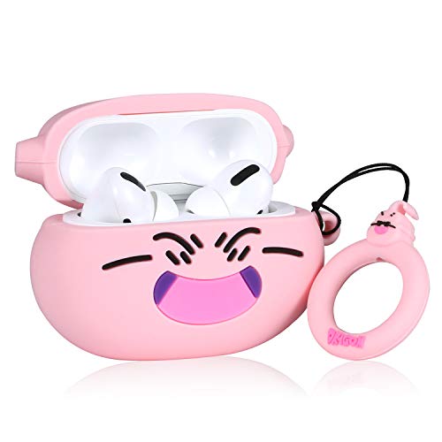 Mulafnxal for Airpods Pro 2019/Pro 2 Gen 2022 Case Cute 3D Fruit Cartoon Character Soft Silicone Air pods Pro Fashion Funny Cover, Kawaii Fun Keychain Design Girls Boys, Cases for Airpod Pro Pink Buou