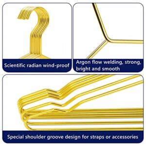 Amber Home 17" Shiny Gold Strong Metal Hanger 30 Pack, Gold Clothes Hangers, Heavy Duty Coat Hangers, Standard Suit Hangers for Jacket, Shirt, Dress (Gold, 30)