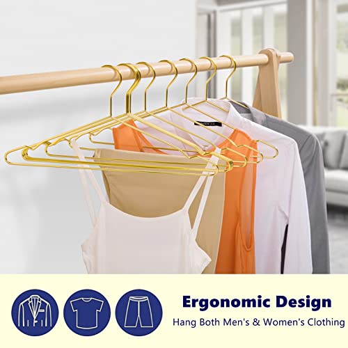 Amber Home 17" Shiny Gold Strong Metal Hanger 30 Pack, Gold Clothes Hangers, Heavy Duty Coat Hangers, Standard Suit Hangers for Jacket, Shirt, Dress (Gold, 30)