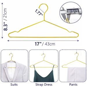 Amber Home 17" Shiny Gold Strong Metal Hanger 30 Pack, Gold Clothes Hangers, Heavy Duty Coat Hangers, Standard Suit Hangers for Jacket, Shirt, Dress (Gold, 30)