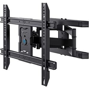 perlesmith full motion tv wall mount for 37-80 inch tvs up to 132 lbs, smooth tilt swivel and extension, dual articulating arms, max vesa 600x400, 16" wood studs, pslfk5