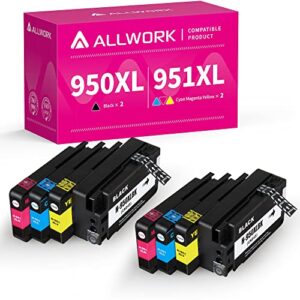 allwork compatible 950 951 xl ink cartridge replacement for hp 950xl 951xl for officejet pro 8610 8600 8620 8630 8640 8660 8100 8615 8625 251dw 271dw 276dw printer (2 black 2 cyan 2 magenta 2 yellow)