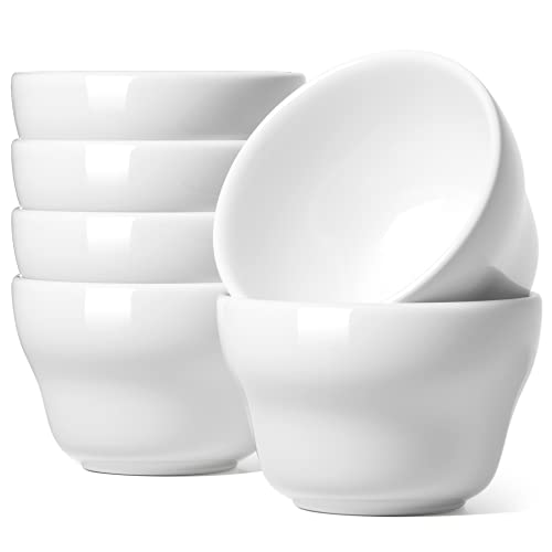 LE TAUCI Small Bowls Dessert Bowls Chili Bowls 8 Ounce Bouillon Cups for Dessert Soup Dipping Sauce Coffee Cupping - Set of 6, White