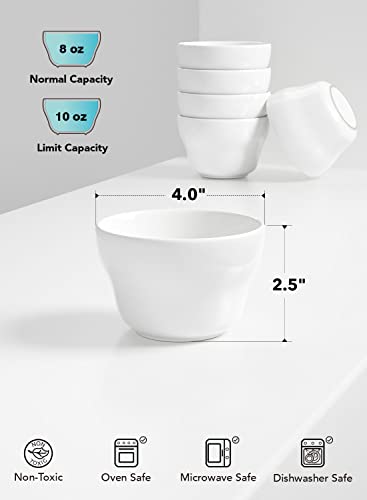 LE TAUCI Small Bowls Dessert Bowls Chili Bowls 8 Ounce Bouillon Cups for Dessert Soup Dipping Sauce Coffee Cupping - Set of 6, White