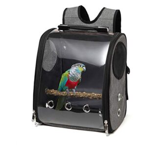 bird parrot backpack carrier travel bag with perch stand for parakeets cockatiels conures finches lovebirds small medium birds cage outside airlines airplane plane approved car lightweight transparent