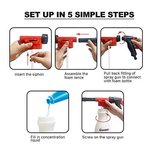 Car Wash Foam Gun, Adjustable Hose Wash Sprayer with Adjustment Ratio Dial Foam Blaster Fit - Foam Cannon Attaches to Any Garden Hose (with Wash Kit)