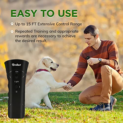 Brellavi Anti-Bark Dog Training Equipment and Barking Control Device, Electronic Clicker Trainer for Walking, Jogging, and Aggressive Behavior, Handheld and Portable (Black)