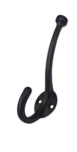 qcaa zinc diecast coat hook, flat black, 5 pack