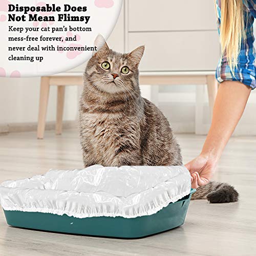 Alfapet Kitty Cat Litter Box Disposable, Elastic Liners- 12-Count-for Medium and Large, Size Litter Pans- with Sta-Put Technology for Firm, Easy Fit- Quick + Clever Waste Cleaners