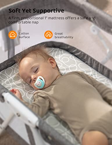 besrey Bassinet for Baby, 3 in 1 Portable Baby Bassinets, Rocking Cradle Bed, Easy Folding Bedside Sleeper Crib, Quick-Fold for Newborn Infant, up to 33 lb Compact Storage, Mattress and Net Included