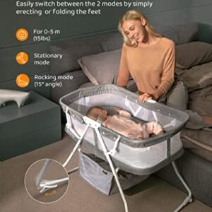 besrey Bassinet for Baby, 3 in 1 Portable Baby Bassinets, Rocking Cradle Bed, Easy Folding Bedside Sleeper Crib, Quick-Fold for Newborn Infant, up to 33 lb Compact Storage, Mattress and Net Included