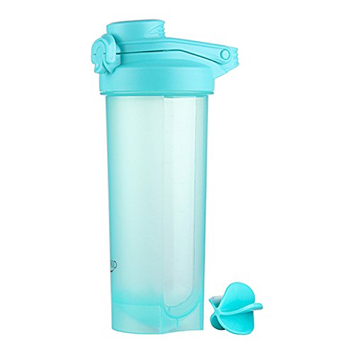 GTI Shaker Bottle - Fitness Sports Classic Protein Mixer Shaker Bottle, BPA Free, Auto-Flip Leak-Proof Lid, Handle and Mixing Ball Included - 24 Ounce, Blue.