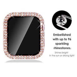 NewWays 2-Pack Bling Compatible for Apple Watch Cases 40mm SE 2022 Series 6 5 4, Protective Bumper for iWatch SE Series 4/5/6 (40mm, Rose Gold/Clear)