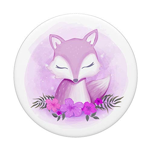 Watercolor Floral Flower Hand Drawn Pink Fox PopSockets PopGrip: Swappable Grip for Phones & Tablets