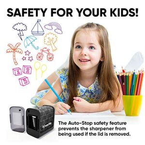 POWERME Electric Pencil Sharpener - Pencil Sharpener Battery Powered for Kids, School, Home, Office, Classroom, Artists – Battery Operated Pencil Sharpener For Colored Pencils, Ideal For No. 2 (Black)