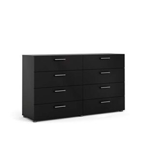 tvilum 8 drawer double dresser, 15.85" d x 55.12" w x 32.17" h, black matte