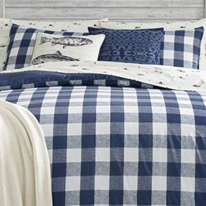 Eddie Bauer - Queen Comforter Set, Reversible Cotton Bedding with Matching Shams, Stylish Plaid Home Decor (Lakehouse Blue, Queen)