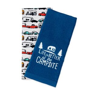 Camco Life is Better at The Campsite RV Dish Towel Set - Perfect for Drying Hands and Dishes - Includes a Set of (2) Towels - 27-Inches x 16-1/2-Inches (53301)