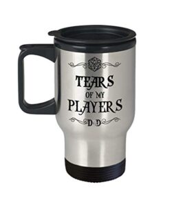 dungeons and dragons travel mug for boyfriend dungeon master gift for men tears of my players tea cup funny gift for d&d dnd dm fan gift for women