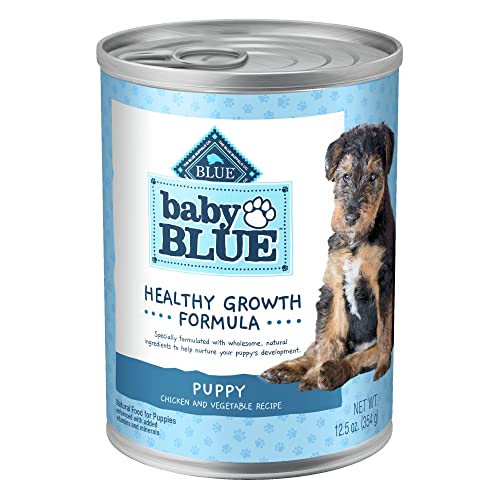 Blue Buffalo Baby BLUE Healthy Growth Formula Natural Puppy Wet Dog Food, Chicken and Vegetable Recipe 12.5-oz Cans (Pack of 12)