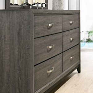 Roundhill Furniture Stout Panel Queen Size Bedroom Set with Bed, Dresser, Mirror, 2 Night Stands, Chest, Grey