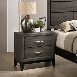 Roundhill Furniture Stout Panel Queen Size Bedroom Set with Bed, Dresser, Mirror, 2 Night Stands, Chest, Grey