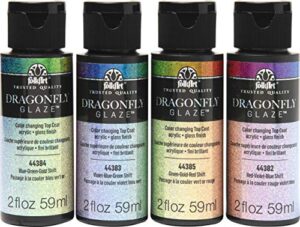 folkart dragonfly glaze acrylic paint, 4 pack