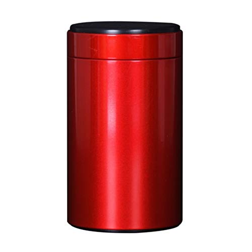 HEALLILY 3PCS Tea Canisters Tin Portable Tea Caddy Coffee Storage Jars Sugar Bowl Spices Condiment Pots Container with Sealed Lid for Tea Storage (Red Size 125)