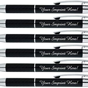 Customized Pens with Stylus - The Prestige Metal Pen - Custom Printed Name Pens with Black Ink Personalized & Imprinted with Logo or Message -Great Gift Ideas- FREE PERSONALIZATION - 6 pack (Black)