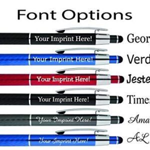 Customized Pens with Stylus - The Prestige Metal Pen - Custom Printed Name Pens with Black Ink Personalized & Imprinted with Logo or Message -Great Gift Ideas- FREE PERSONALIZATION - 6 pack (Black)