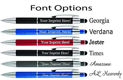 Customized Pens with Stylus - The Prestige Metal Pen - Custom Printed Name Pens with Black Ink Personalized & Imprinted with Logo or Message -Great Gift Ideas- FREE PERSONALIZATION - 6 pack (Black)