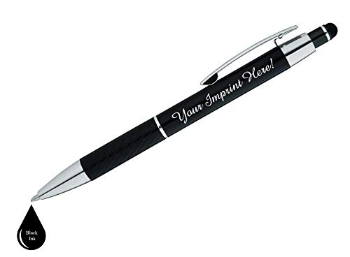 Customized Pens with Stylus - The Prestige Metal Pen - Custom Printed Name Pens with Black Ink Personalized & Imprinted with Logo or Message -Great Gift Ideas- FREE PERSONALIZATION - 6 pack (Black)