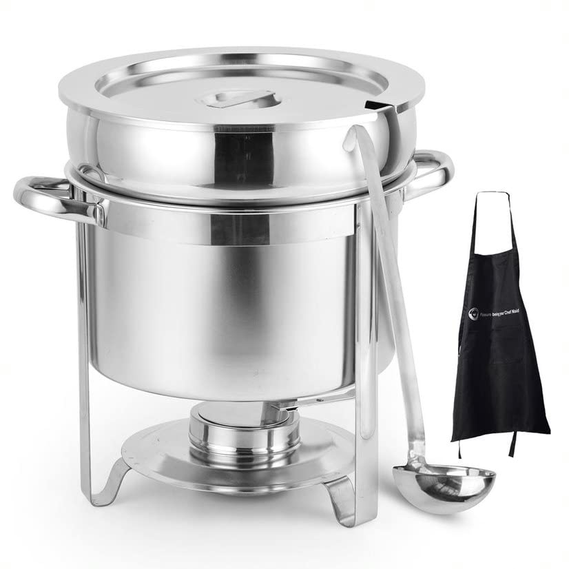 7 Qt Marmite Soup Chafer with 6 Oz ladel Stainless Steel Buffet Set Warmer for Any Event or Party - Commercial Grade CHEFQ