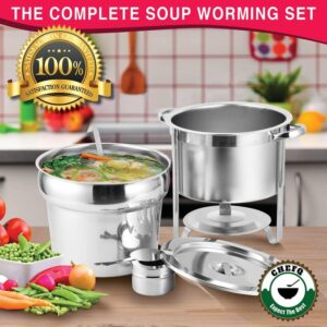 7 Qt Marmite Soup Chafer with 6 Oz ladel Stainless Steel Buffet Set Warmer for Any Event or Party - Commercial Grade CHEFQ