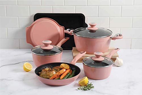 Oster Cookware Set, 12-Piece, Dusty Rose