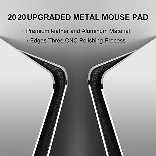 Metal Aluminum Mouse Pad, Office and Gaming Thin Hard Mouse Mat Double Sided Waterproof Fast and Accurate Control Mousepad for Laptop, Computer and PC,9.45 X 7.87 Inch,Silver