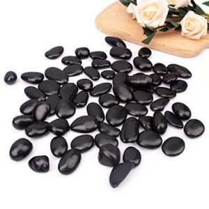 18 pounds black pebbles aquarium gravel river rock, natural polished decorative gravel,garden ornamental pebbles rocks,black decorative stones,black pebbles,polished decor for landscaping (black)