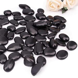 18 Pounds Black Pebbles Aquarium Gravel River Rock, Natural Polished Decorative Gravel,Garden Ornamental Pebbles Rocks,Black Decorative Stones,Black Pebbles,Polished Decor for Landscaping (Black)