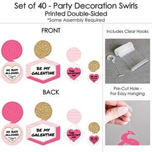 Big Dot of Happiness Be My Galentine - Galentine’s and Valentine’s Day Party Hanging Decor - Party Decoration Swirls - Set of 40