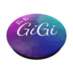 Gigi Heart Love Blue Purple polynomial background Shape gift PopSockets Swappable PopGrip