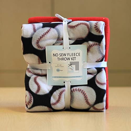 Baseballs Anti-Pill No-Sew Throw Fleece Fabric Kit (72x60)