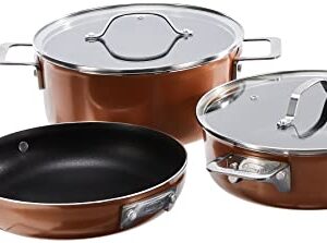 Gotham Steel Stackable Pots and Pans Set – Stackmaster 5 Piece Cookware Set with Ultra Nonstick Cast Texture Ceramic Coating, Saves 30% Space, Sauce Pans, Stock Pots, Skillets & More –Dishwasher Safe