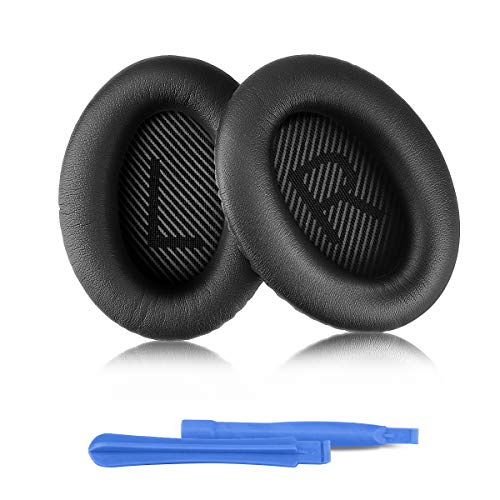 ELZO Headphones Replacement Pads for Bose, Professional Ear Pads for Bose Headphones QC2/QC15/QC25/QC35/QC35II/QC45/AE2/AE2i/AE2w/SoundTrure/SoundLink Complete with 2 Install Stick(Black)…