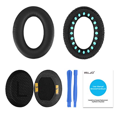 ELZO Headphones Replacement Pads for Bose, Professional Ear Pads for Bose Headphones QC2/QC15/QC25/QC35/QC35II/QC45/AE2/AE2i/AE2w/SoundTrure/SoundLink Complete with 2 Install Stick(Black)…