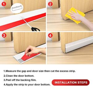 Suptikes 2 Pack Door Draft Stopper，Door Sweep for Exterior & Interior Doors,Door Bottom Seal Dust and Noise Insulation Weather Stripping Draft Guard Insulator, 1-4/5" W x 37" L,White