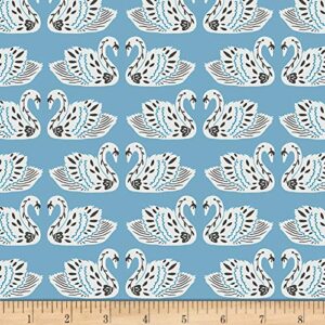 art gallery fabrics art gallery tallinn baltic swans fabric, sky blue